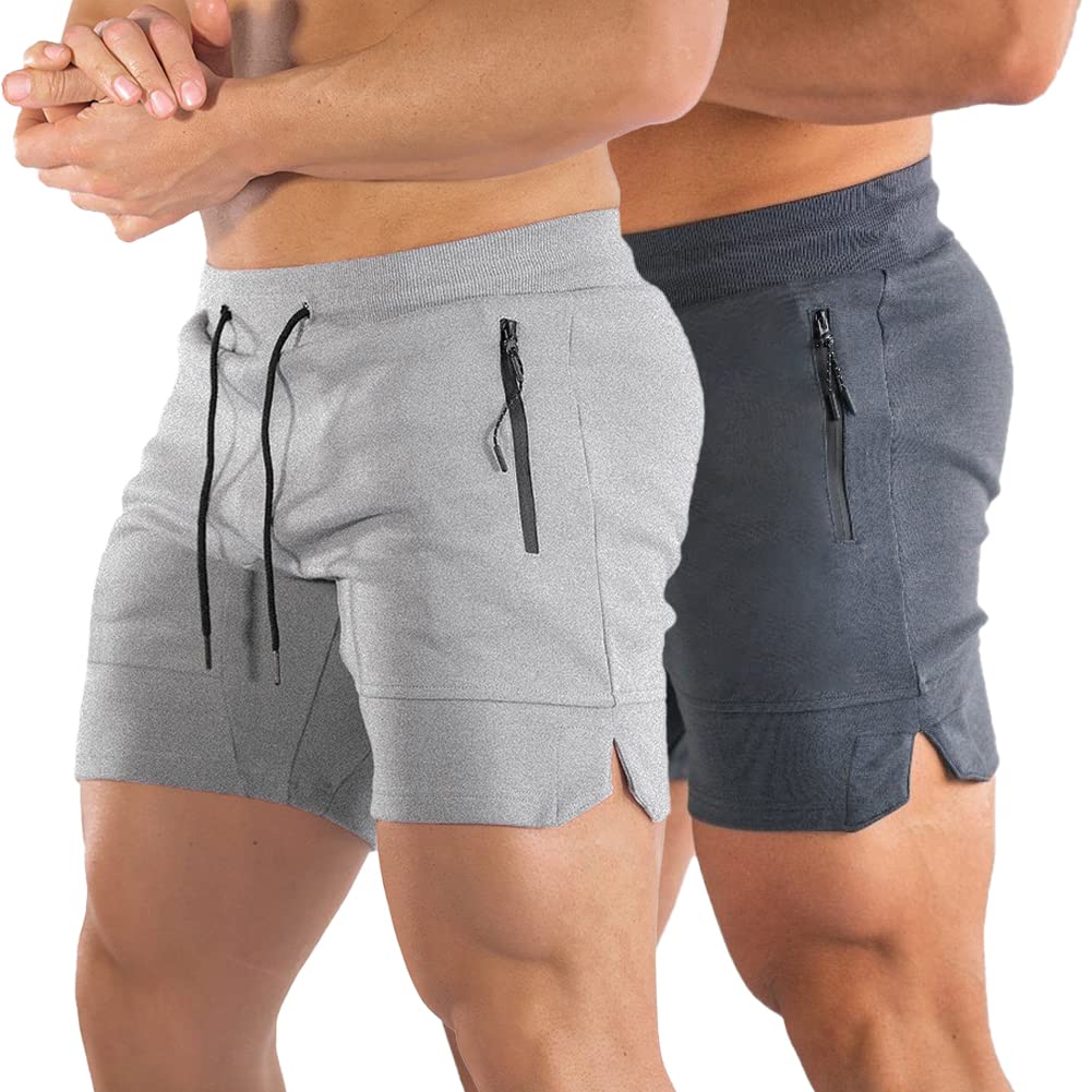 PIDOGYM Men's 5" Gym Workout Shorts,Fitted Jogging Short Pants for ...