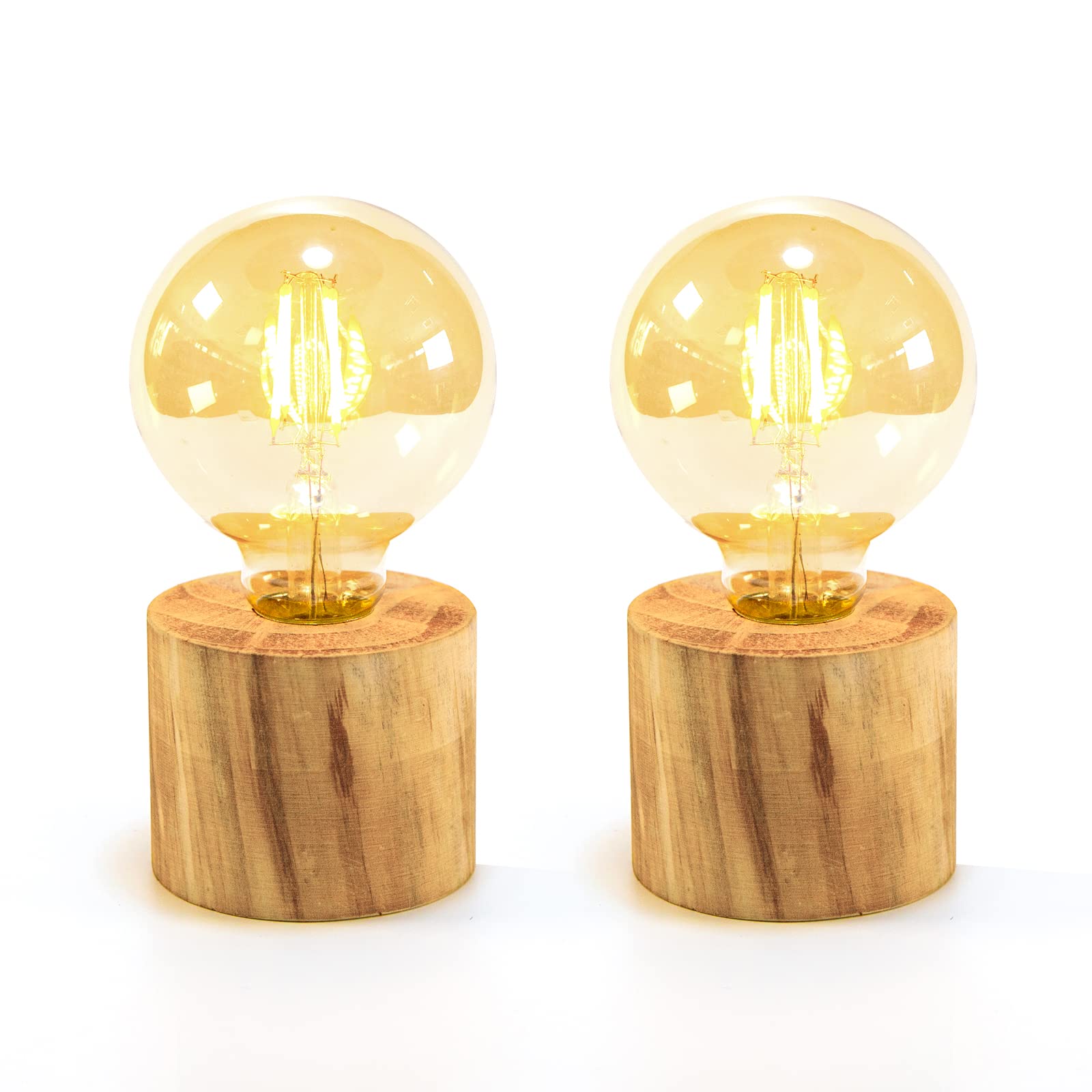 JAOSELAP 2 Pack Battery Operated Table Lamp with Timer,Wood Night Light ...