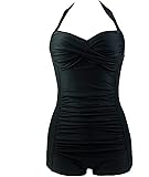 COCOSHIP Women's 50s Retro Navy Blue Nautical One Piece Maillot Anchors ...