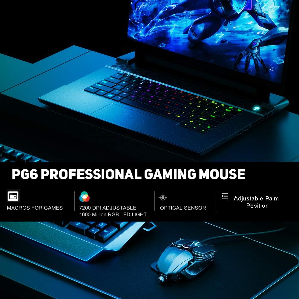 INPHIC Mechanical Gaming Mouse, High Performance Wired Mouse 7200 DPI ...