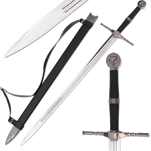 Geralt's Silver Steel Sword Full Metal Stainless Steel White Wolf Sword ...