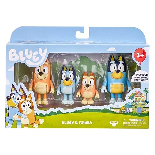 Bluey Family Figure 4-Pack – Includes Bluey, Bingo, Mum (Chilli) & Dad ...