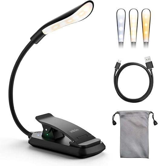 Leselampe, Unbon Leselampe, 7 LEDs, wiederaufladbar mit 3 ...