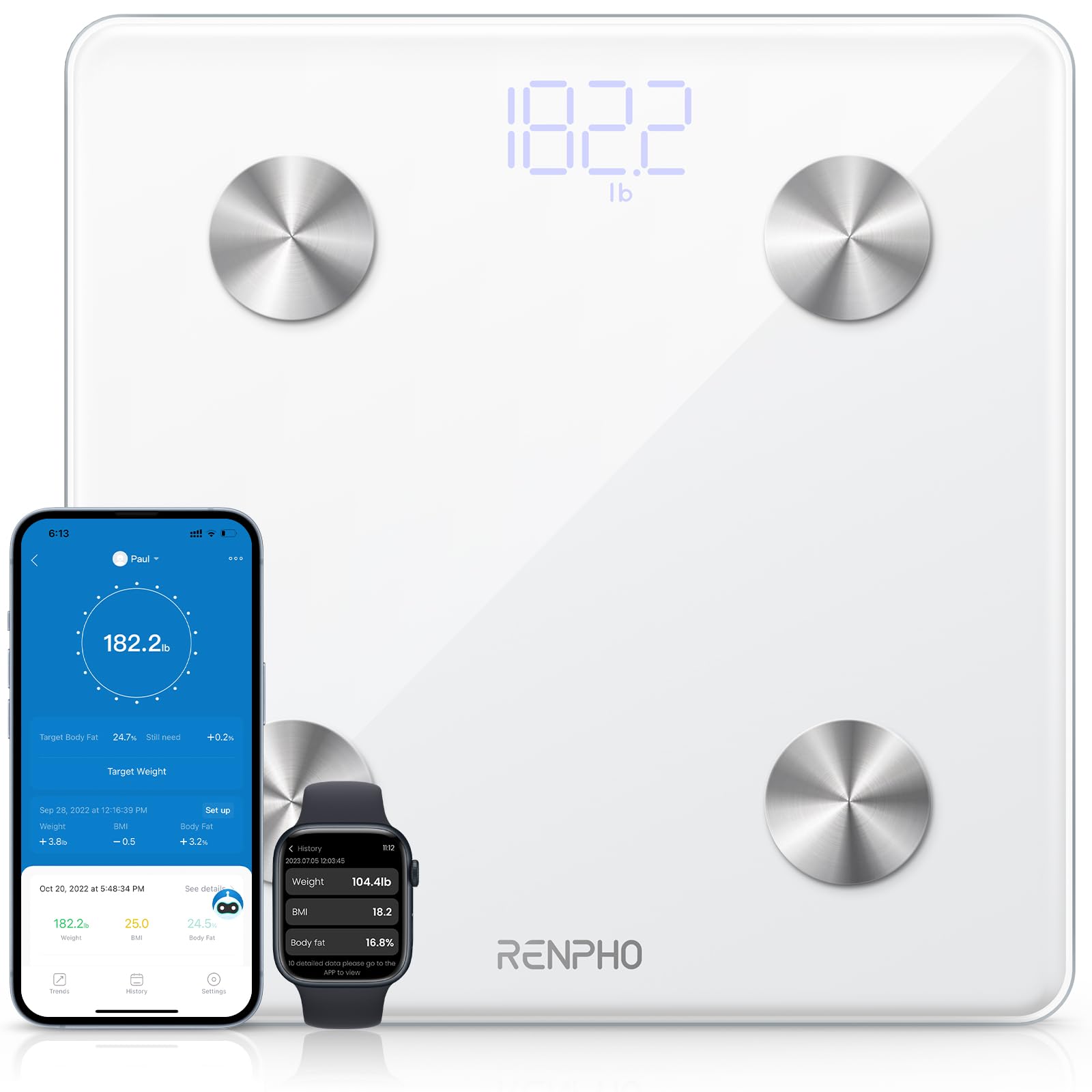 RENPHO Smart Scale, Digital Bathroom Scale for Weight, Scale with BMI ...