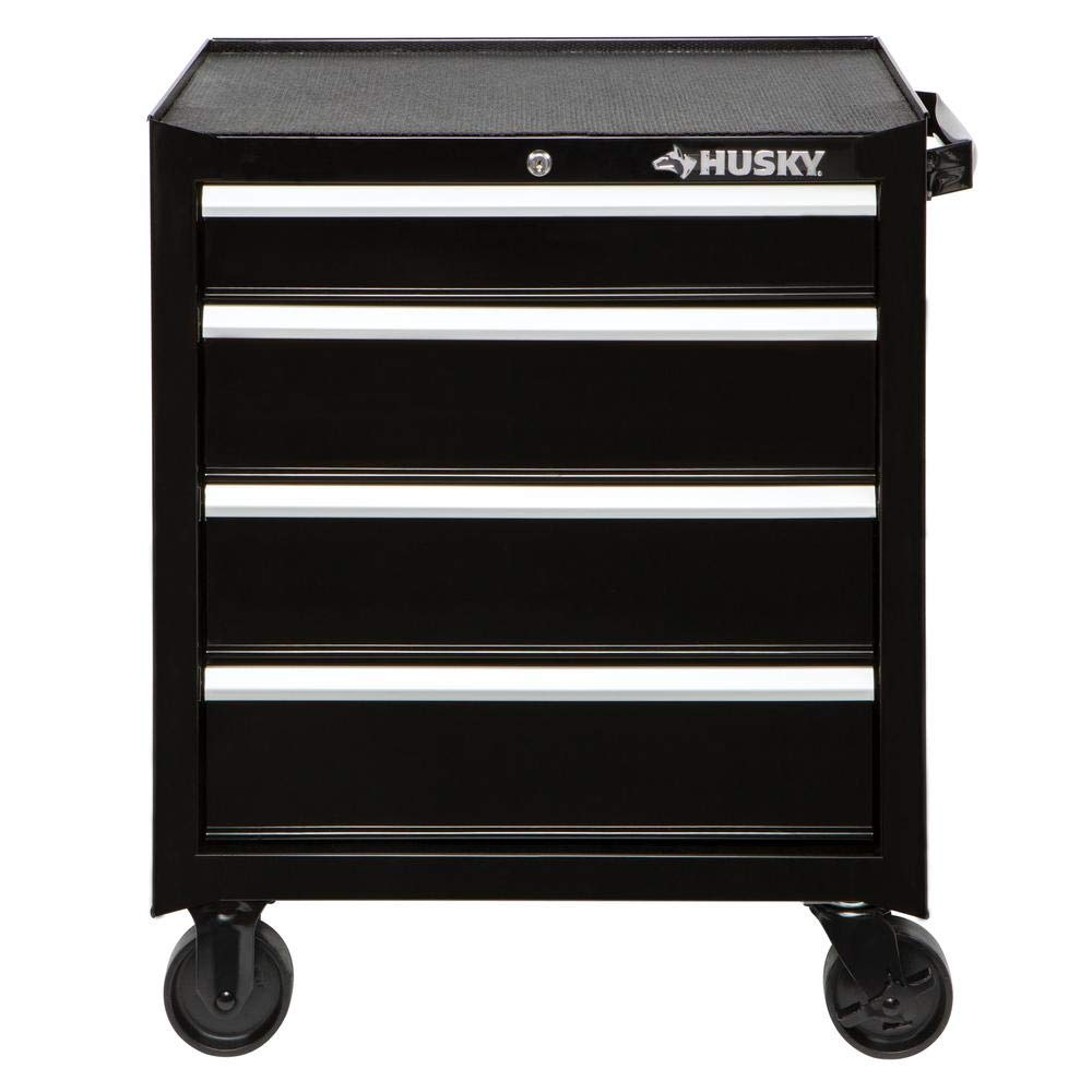 Husky 26 in. W 4-Drawer Rolling Cabinet Tool Box Chest in Gloss Black