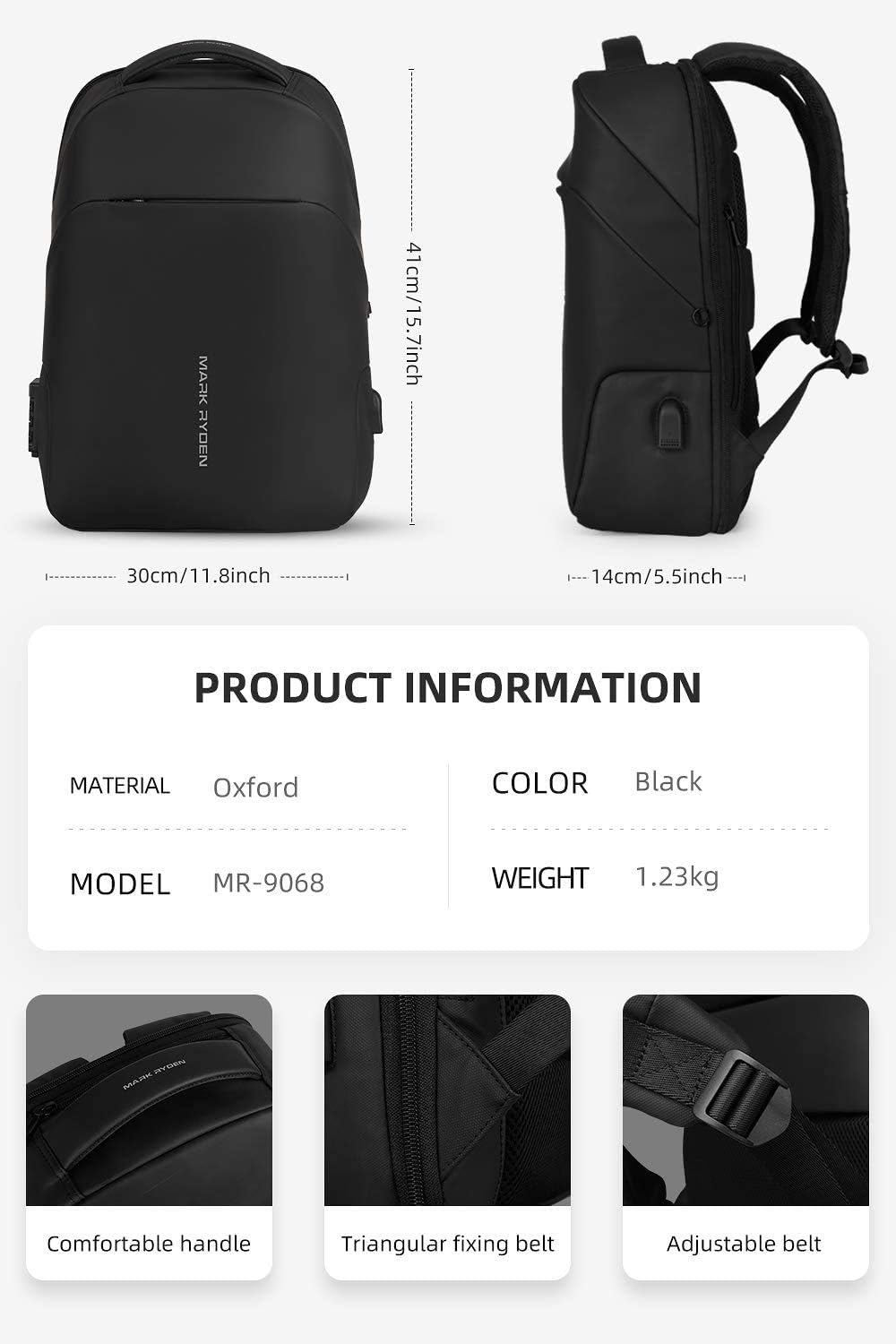 Mark ryden Anti Theft Waterproof Backpack Laptop Backpack 15.6 inch ...