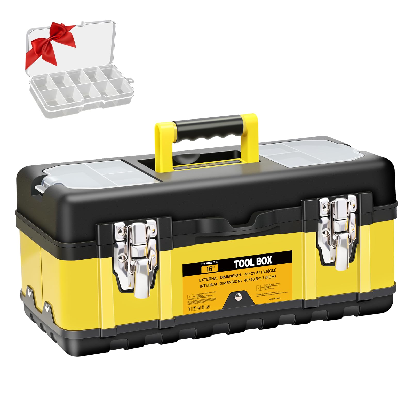 Mua 16 Inch Tool Box with Tray,Small Stainless Steel Toolbox with Metal lock & Removable Tray ...