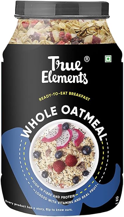 True Elements Whole Oatmeal with Chia and Fruits 1kg - Breakfast Cereal ...
