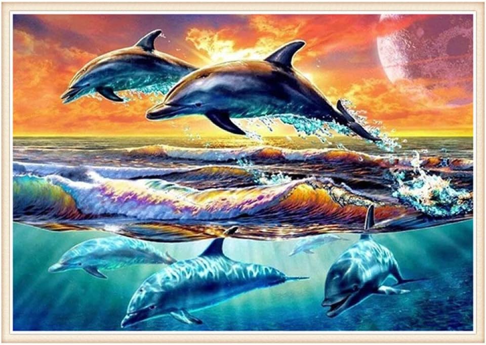 5D Diy Diamond Painting Kit,Diy 5D Diamant Malerei, Delfine In Den ...