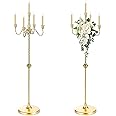 Amazon.com: Ironlux 42.7" Floor Candelabra Candle Holder, 2 Pcs 5 Arms Gold Candlestick Holders ...