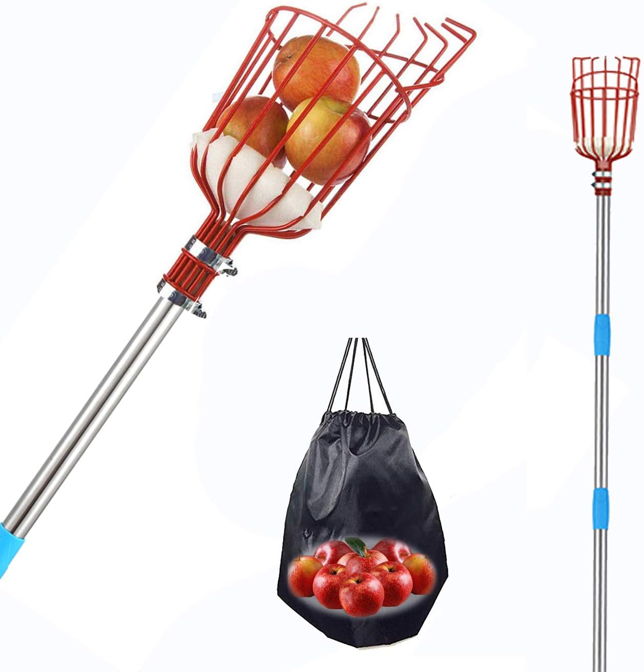 Amazon.com : INFLATION Fruit Picker Basket with 5.5FT Stainless Steel ...