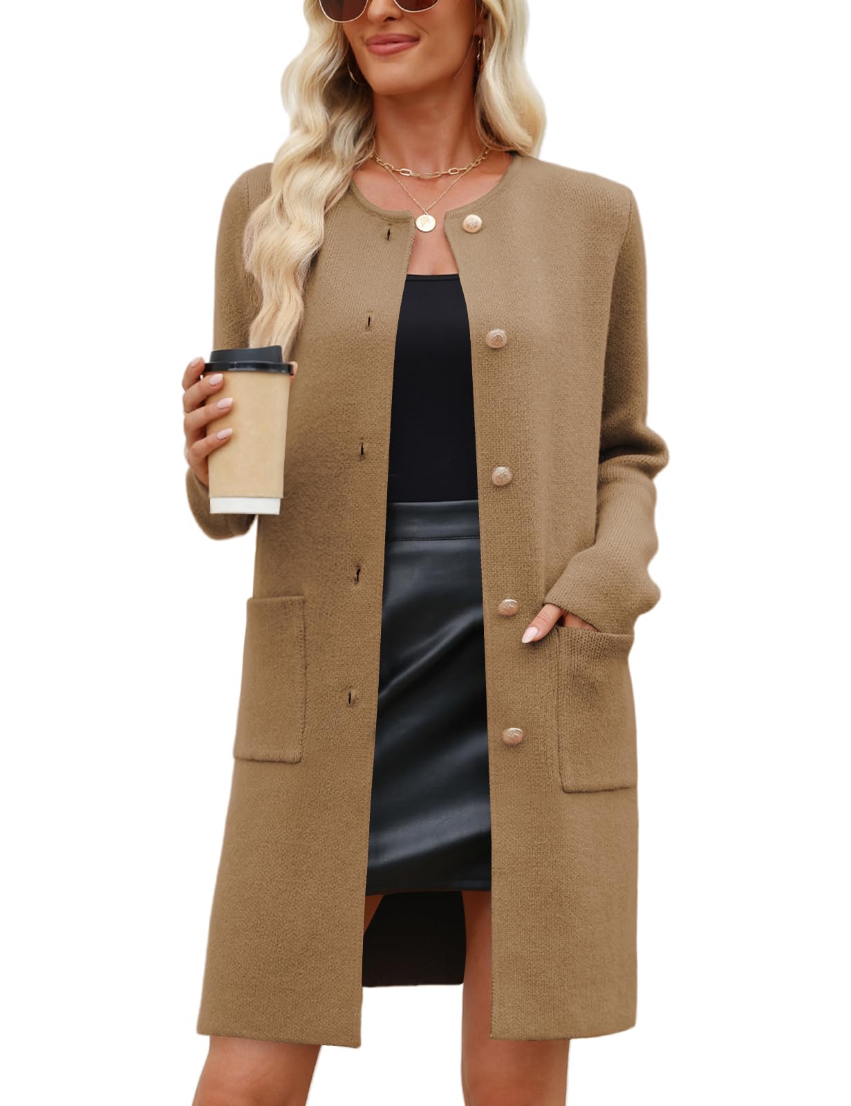 CiCiBird Women’s Fall Long Cardigan Sweater Casual Open Front Knit Coat ...