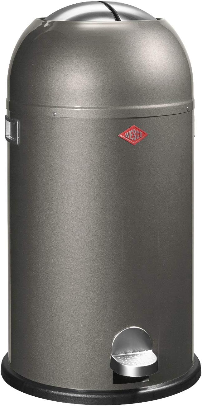 Wesco Kickmaster Powder Coated Steel Waste Bin, 33 Litre, Graphite ...