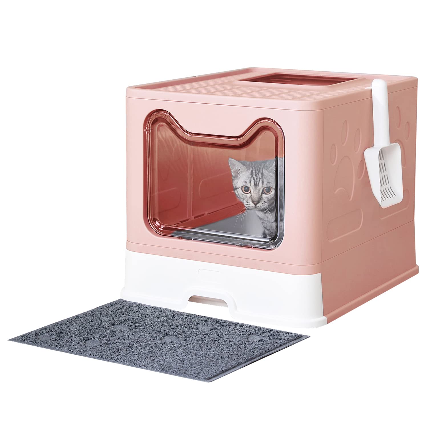 Medario Cat ter Box with Litter Mat and Scoop, Large Foldable Litter ...