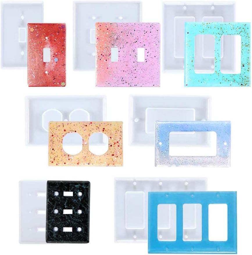 7 Pieces Switch Cover Resin Molds Switch Socket Panel Silicone Light ...