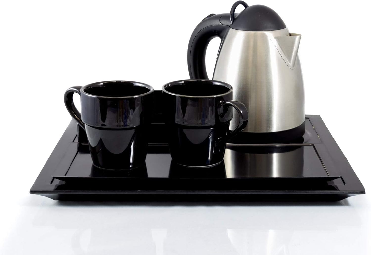 Hospitality Bedroom Tea Set (0.8L Kettle,Tea Box,Mugs x2,Tray x2) for B ...