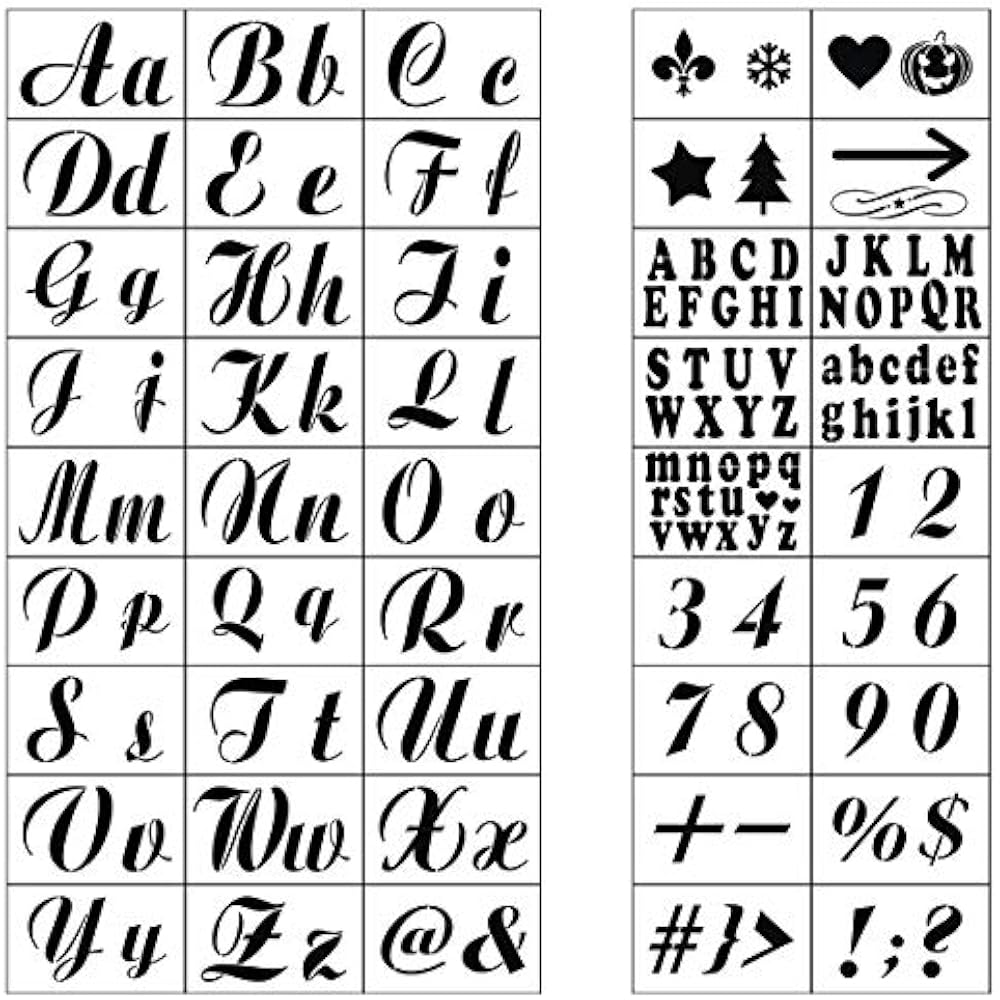 Large Alphabet Letter And Number Stencils 45 Pack Templates Painting