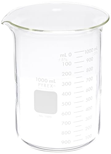 Corning Pyrex 1000-1L Glass 1 Liter Graduated Low Form Griffin Beaker ...