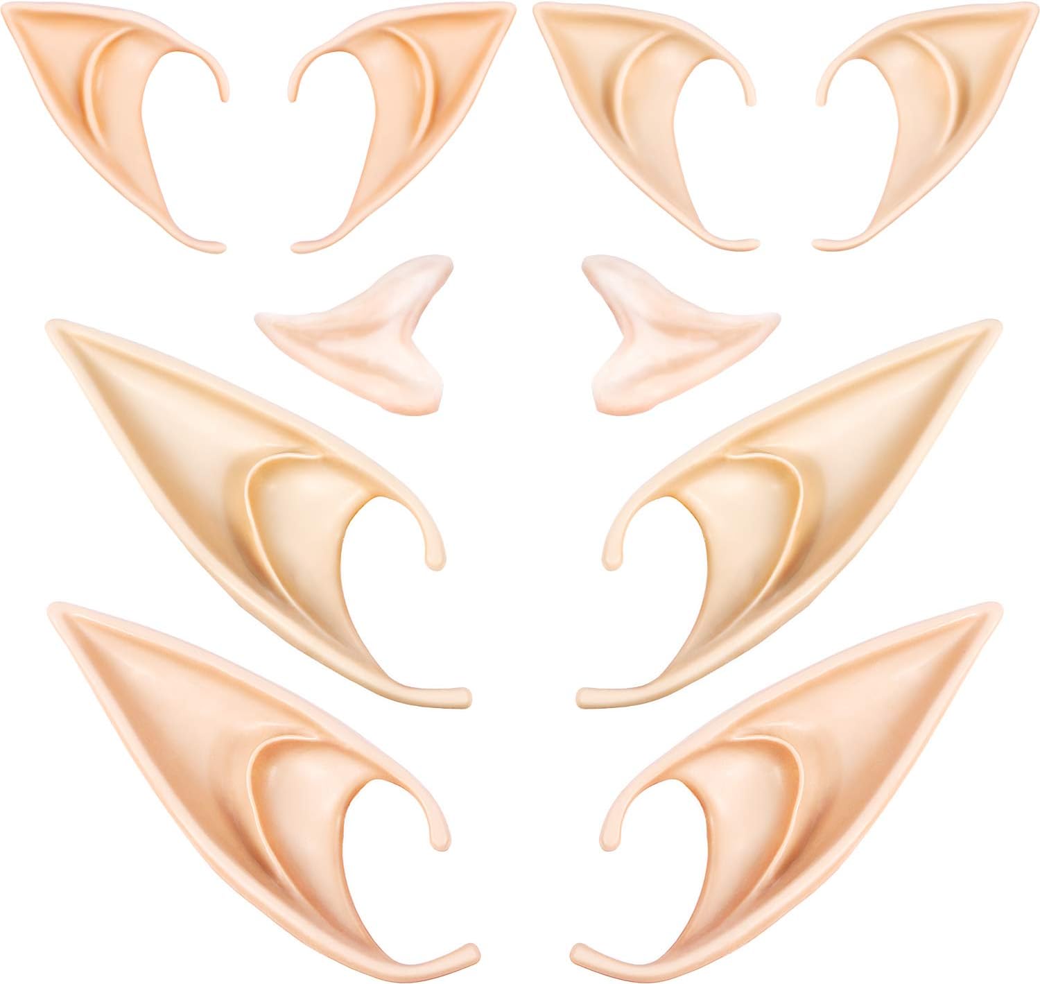 5 Pairs Latex Elf Ear Pixie Dress Up Costume Soft Pointed Goblin Fairy ...