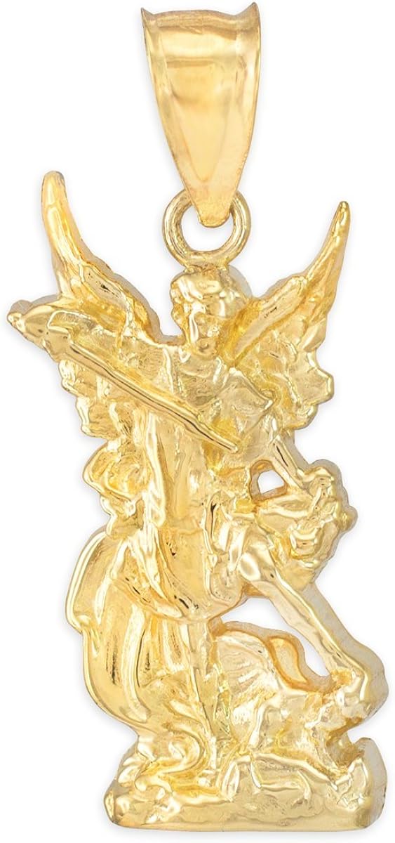 10k Yellow Gold Catholic Charm Saint Michael The Archangel Necklace ...