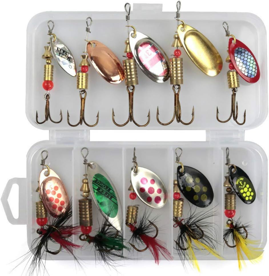 N\C 10Pcs Spinner Bait Set Multi Colored Fishing Spinners Lures Baits ...
