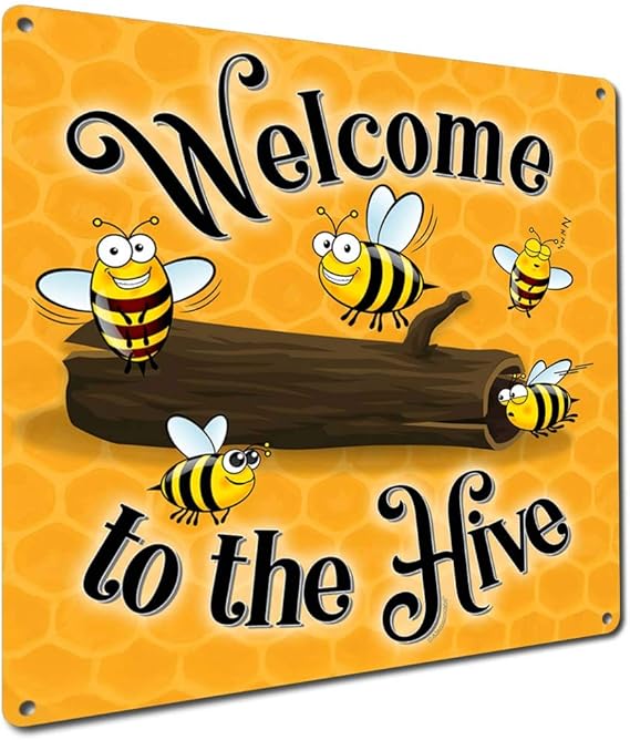 Amazon.com: Welcome to the Hive, 8 x 8 Inch Metal Sign, Home ...