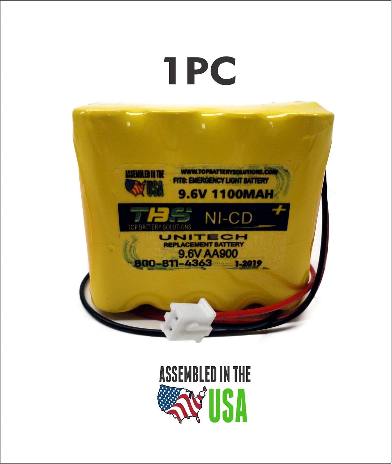 Unitech AA900mAh 9.6V Battery Emergency Light 9.6V 1.1Ah NiCD ...