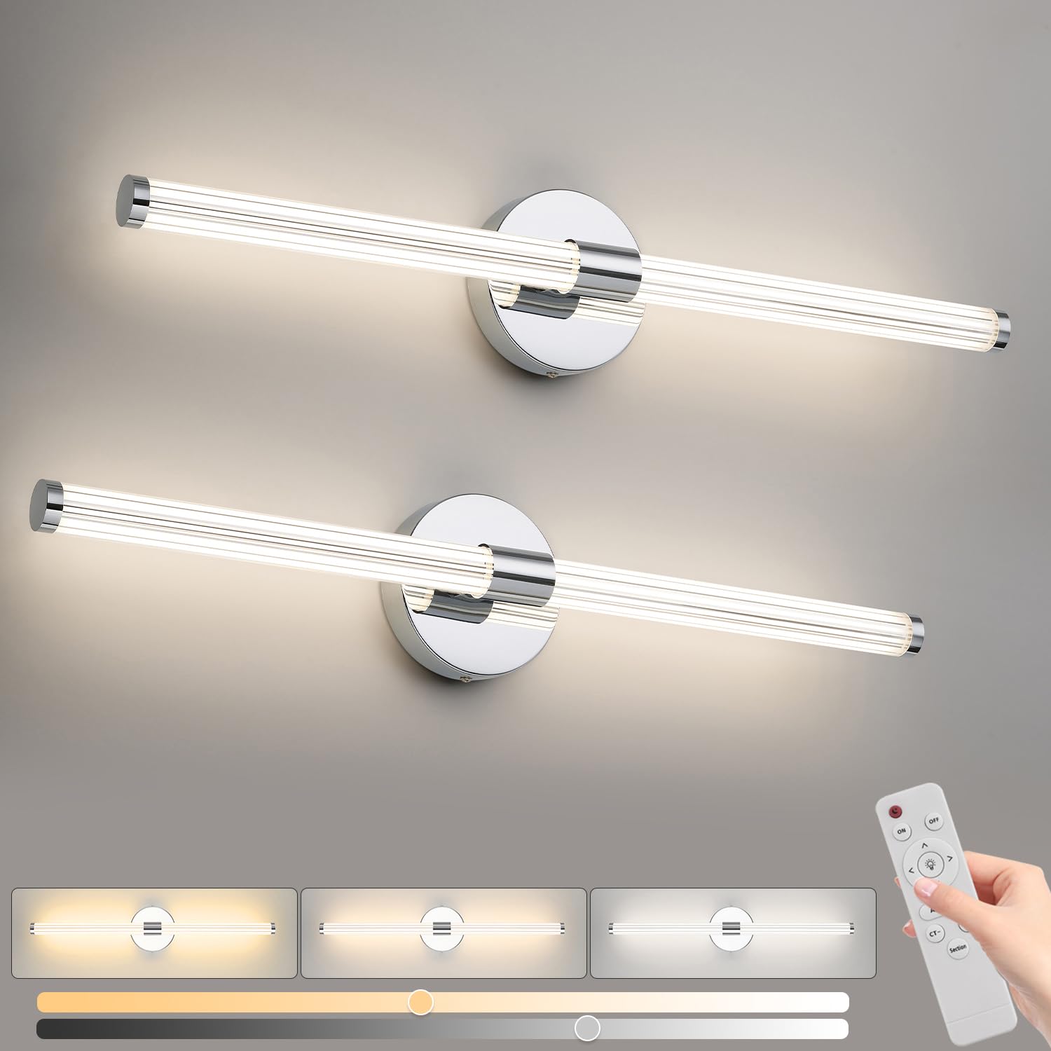 Bathroom Vanity Light Fixtures, LED Vanity Light Bar Over Mirror Set of ...