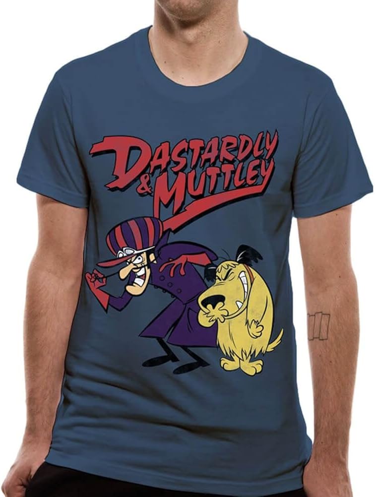 Wacky Races Official Men's Dastardly and Muttley Retro T-Shirt - 80's ...