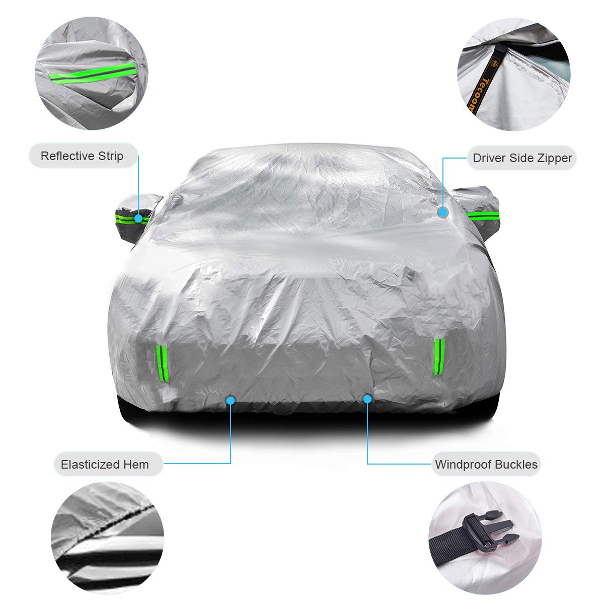 Tecoom LSC03 Waterproof UV-Proof Windproof Design Car Cover with Zipper ...
