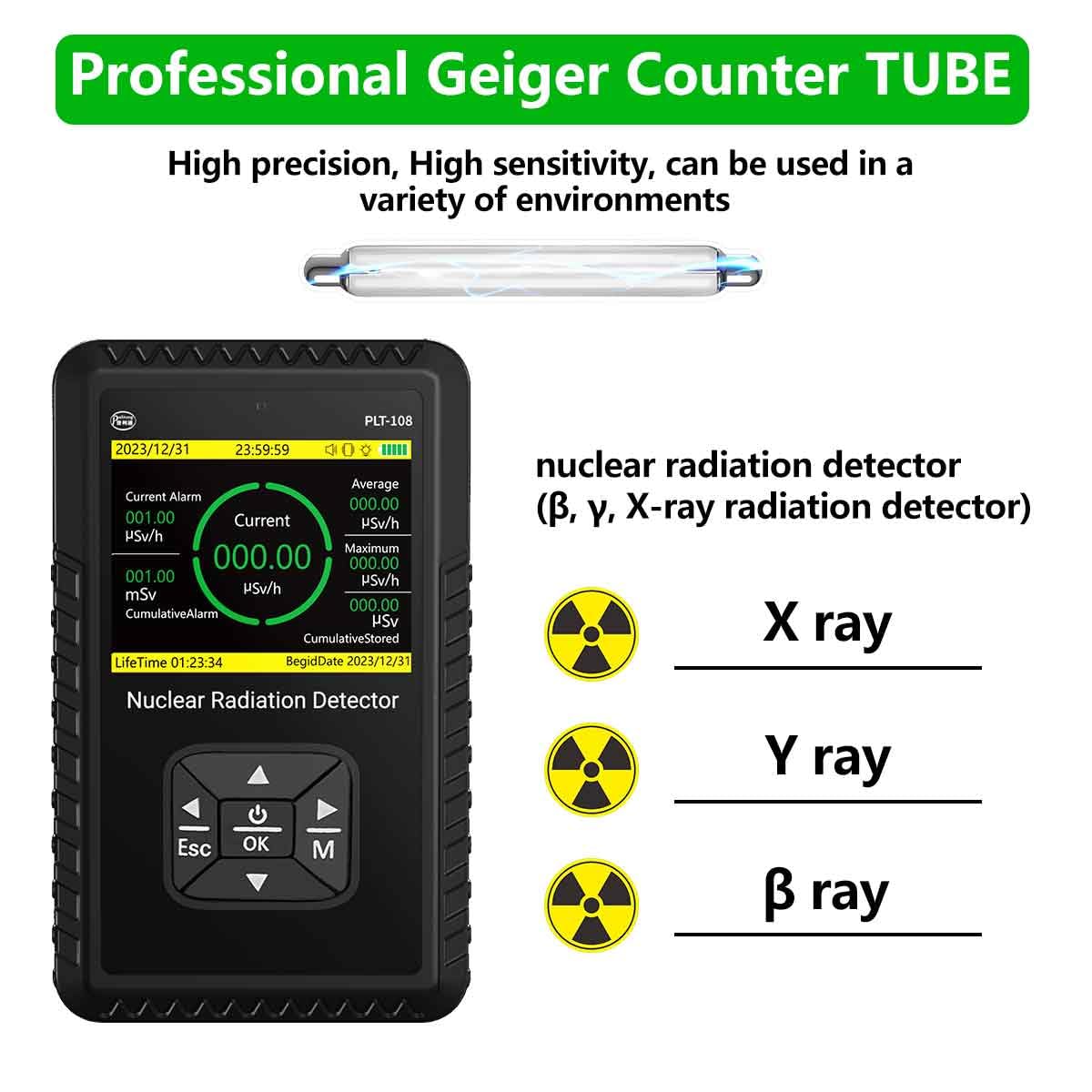 Mua Geiger Counter Nuclear Radiation Detector - Portable Handheld Beta ...