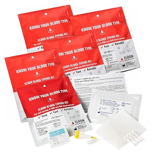 Eldoncard Blood Typing Kit, 5 Test Pack, Know Your Blood Type, Accurate ...