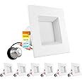 LUXRITE 4 Inch Square Recessed LED Can Lights, CCT Color Temperature ...
