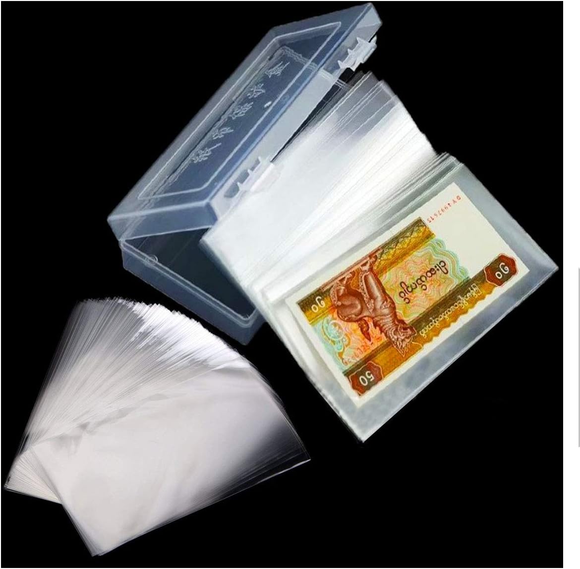 Osuter 200PCS Banknote Coin Holder Transparent Plastic Banknote ...
