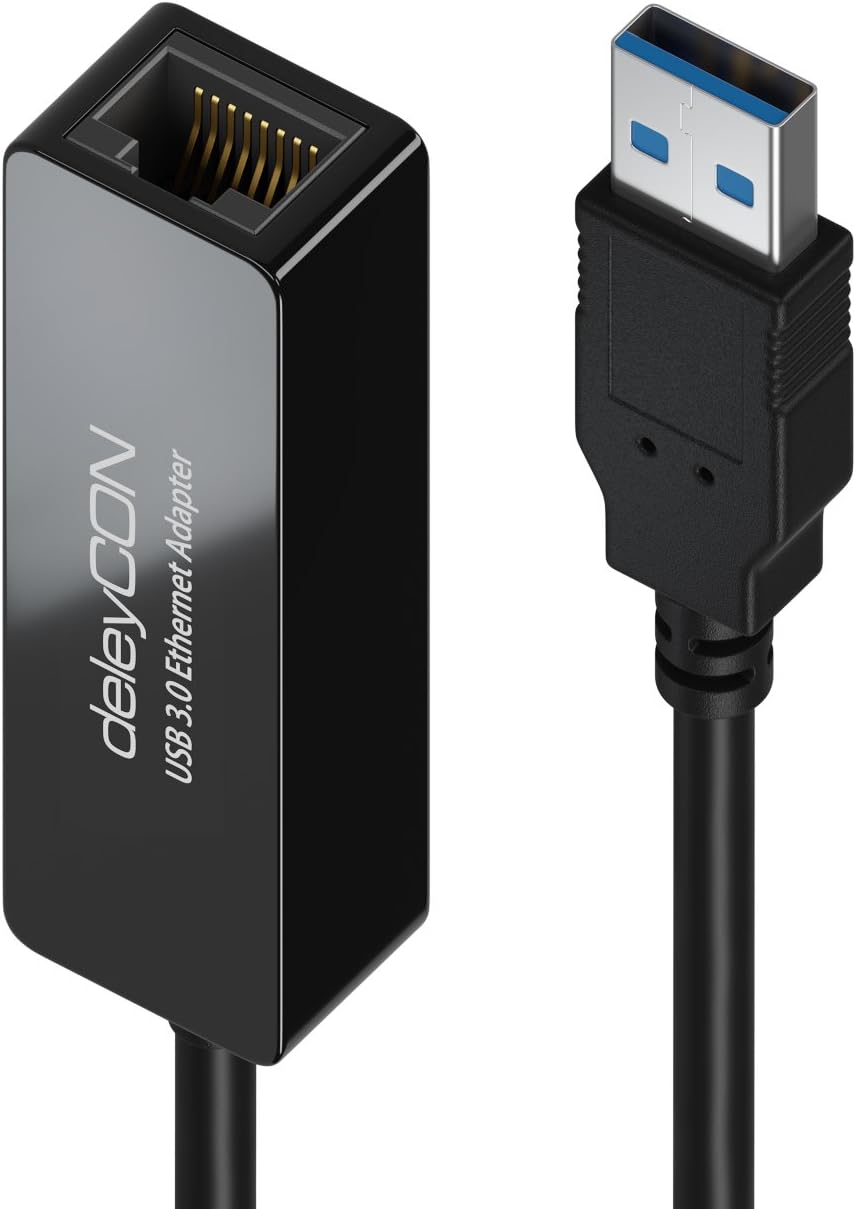 deleyCON USB 3.0 LAN Network Adapter 1000Mbit Gigabit Ethernet Type-A ...
