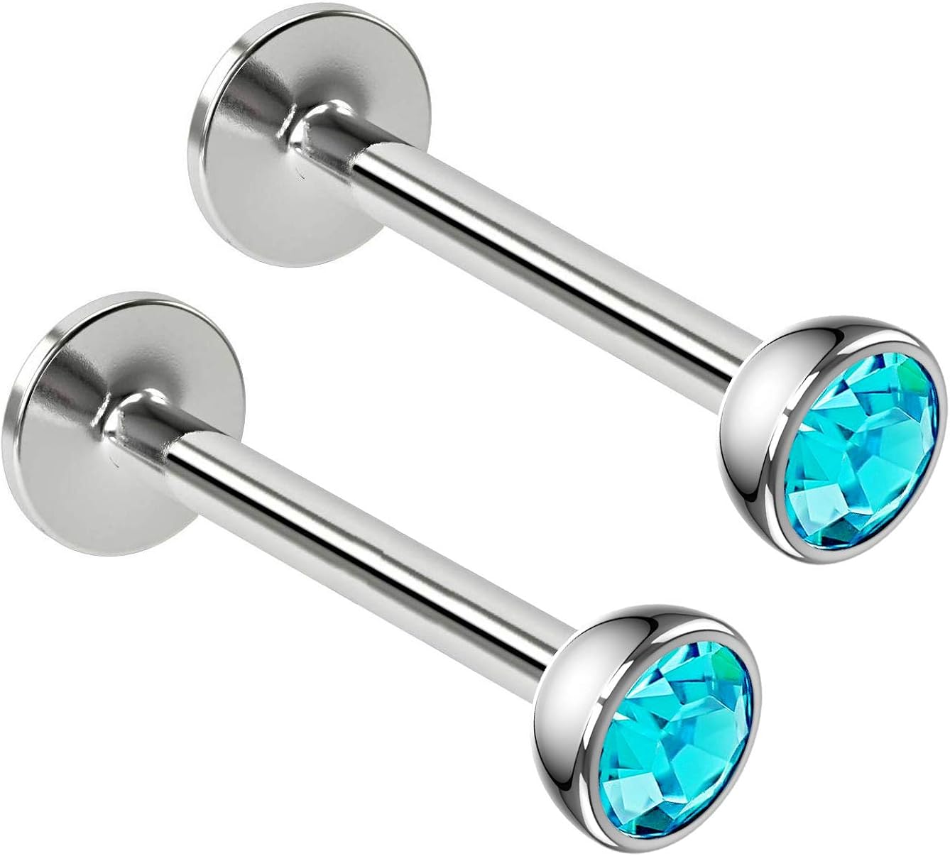 Bling Piercing 2pc 1.2mm 16g 10mm Crystal Labret Bar Stud Lip Ring ...