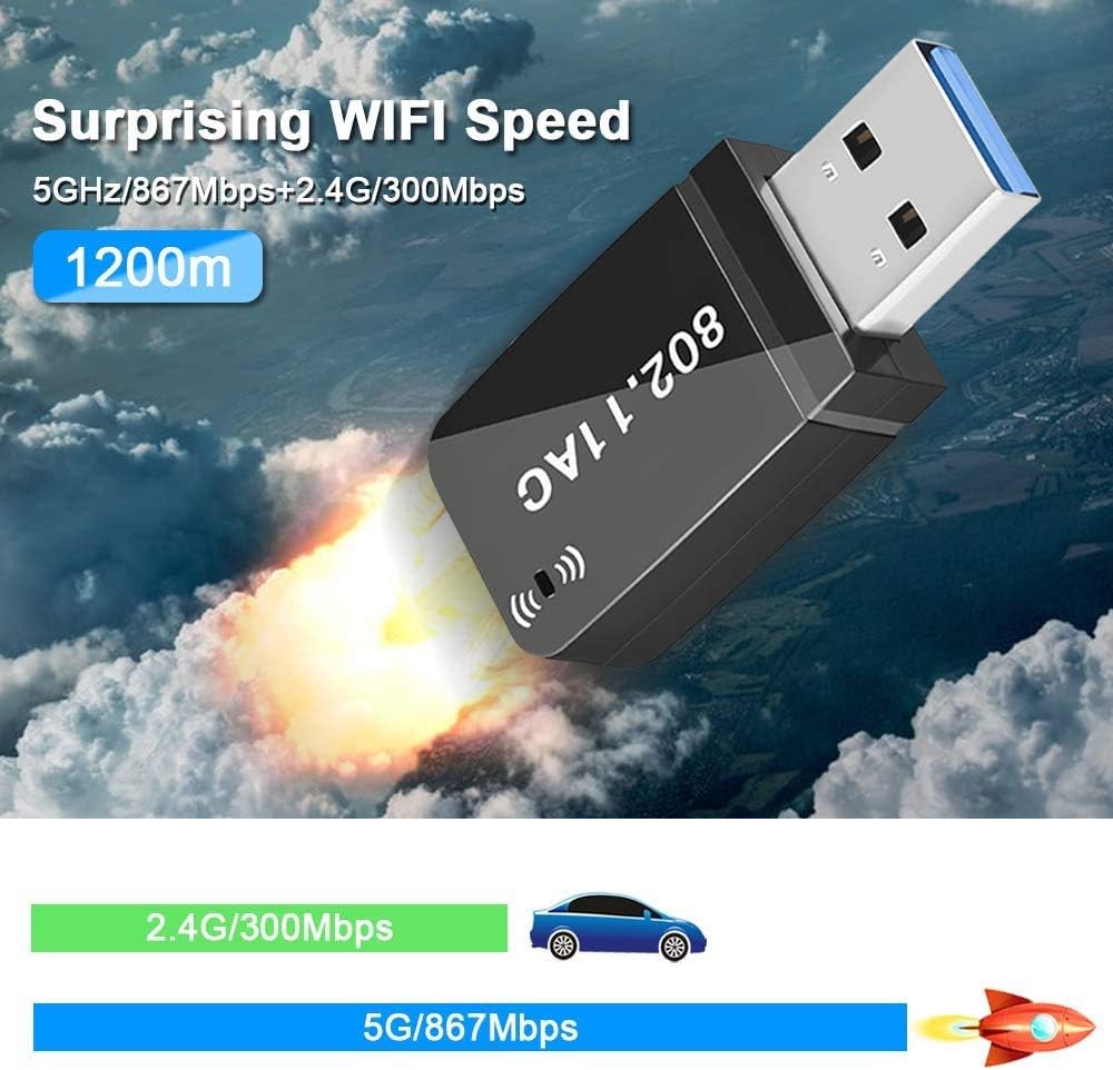 Maxesla USB Wifi Adapter – Wifi Dongle 3.0 Mini 1200M 802.11Ac Dual ...