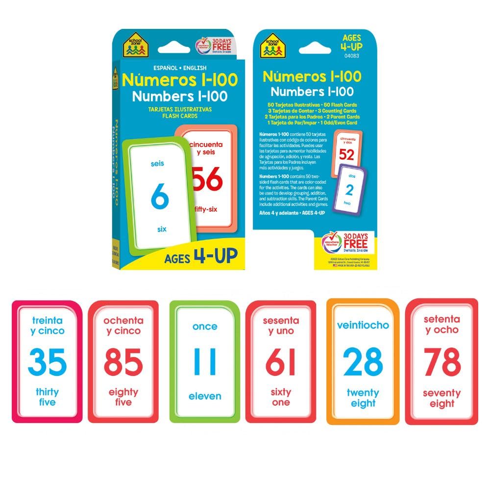 Mua School Zone Preschool Spanish Bilingual 4-Pack Flash Cards: 224 ...