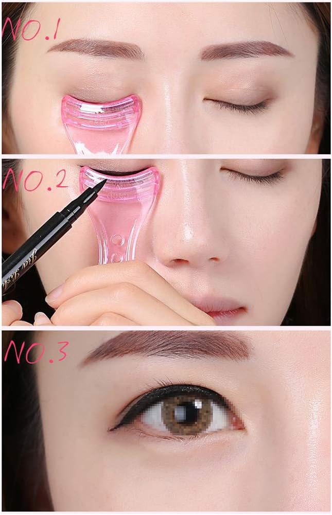 2Pcs Pink Plastic Eyeliner Assistant Cards Eyeliner Forms Stencils ...