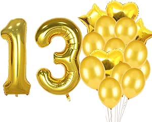 Sweet 13th Birthday Decorations Party Supplies, Gold Number 13 Balloons ...