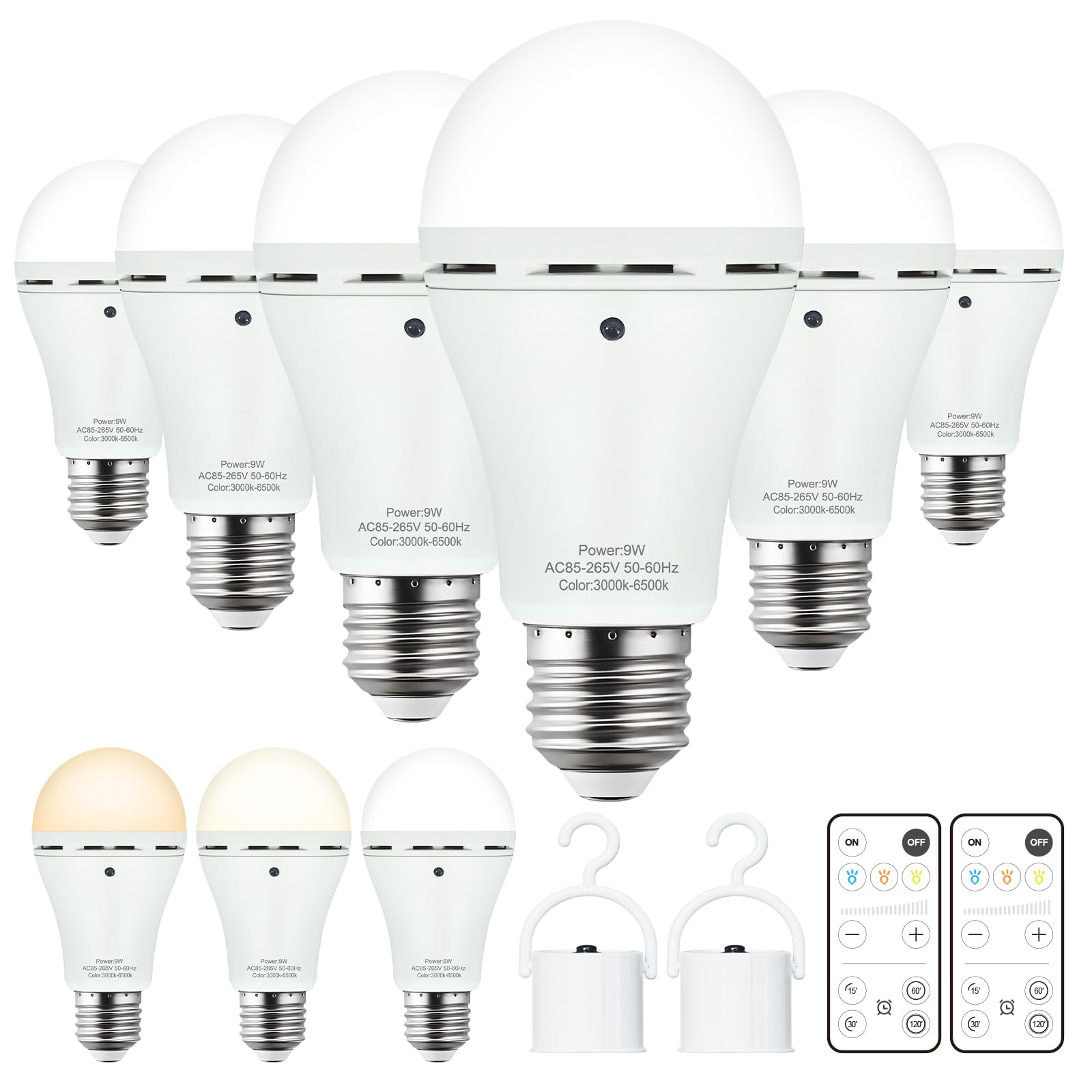 DEBAOBULB 6 Pack Omni Rechargeable Light Bulbs, Battery Powered ...