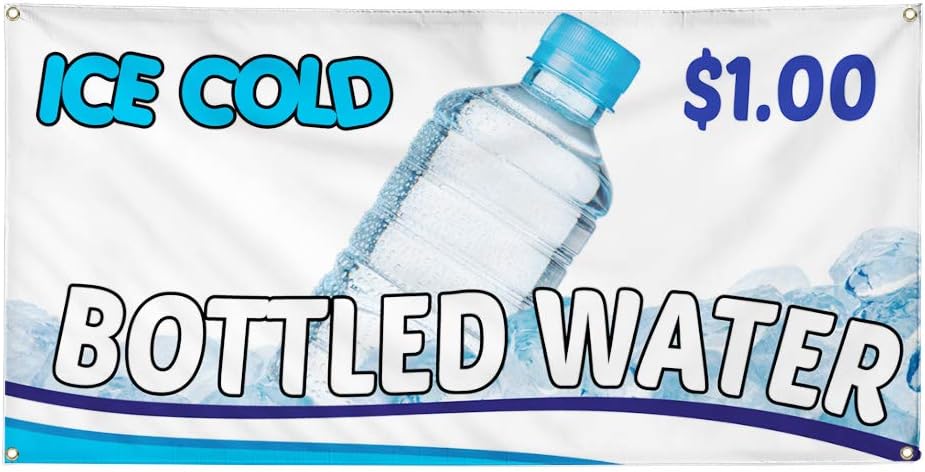 Amazon.com : Vinyl Banner Multiple Sizes Ice Cold $ 1.00 Bottled Water ...