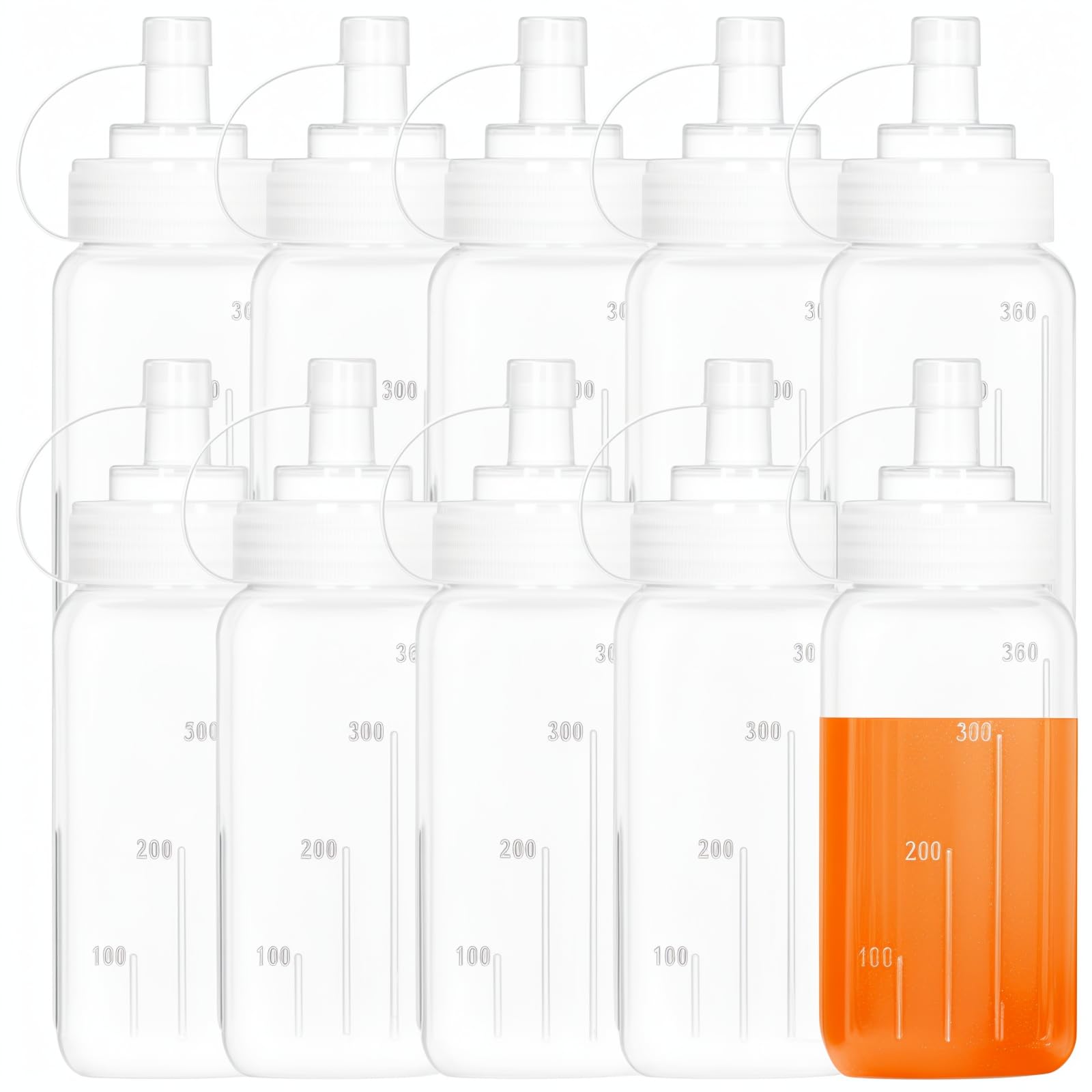 ZILAMGOO 12 Pack 12 oz Ketchup Squeeze Bottles, 360ml Plastic Condiment ...