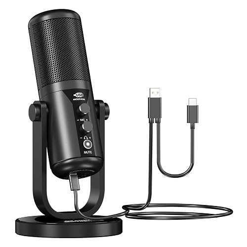 Aokeo USB Microphone Computer Condenser Gaming Mic for PC/Laptop/Phone ...