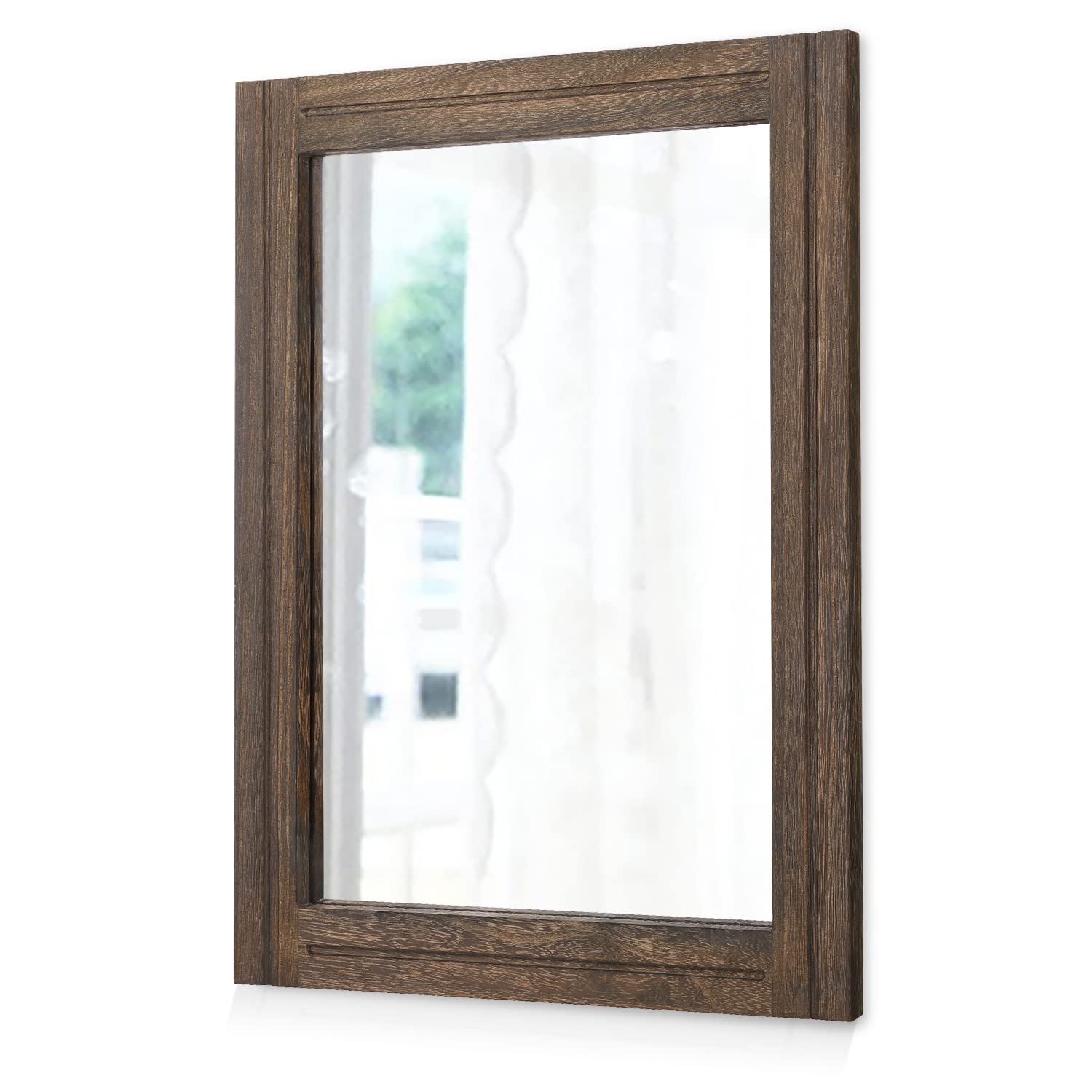 AAZZKANG Rustic Wood Mirror Rectangle Decorative Wall Hanging Mirrors ...