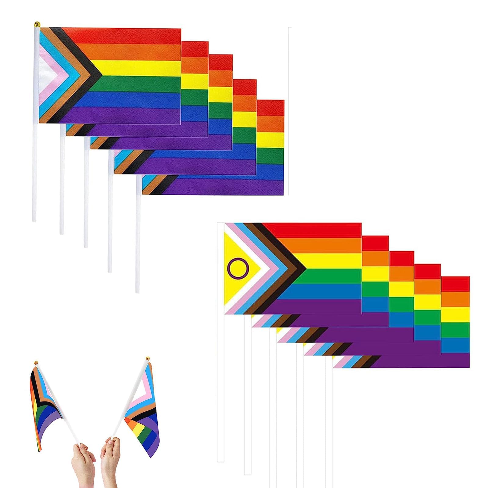 Mua 10 Pieces Pride Flags Handheld Progress Pride Flags Intersex ...