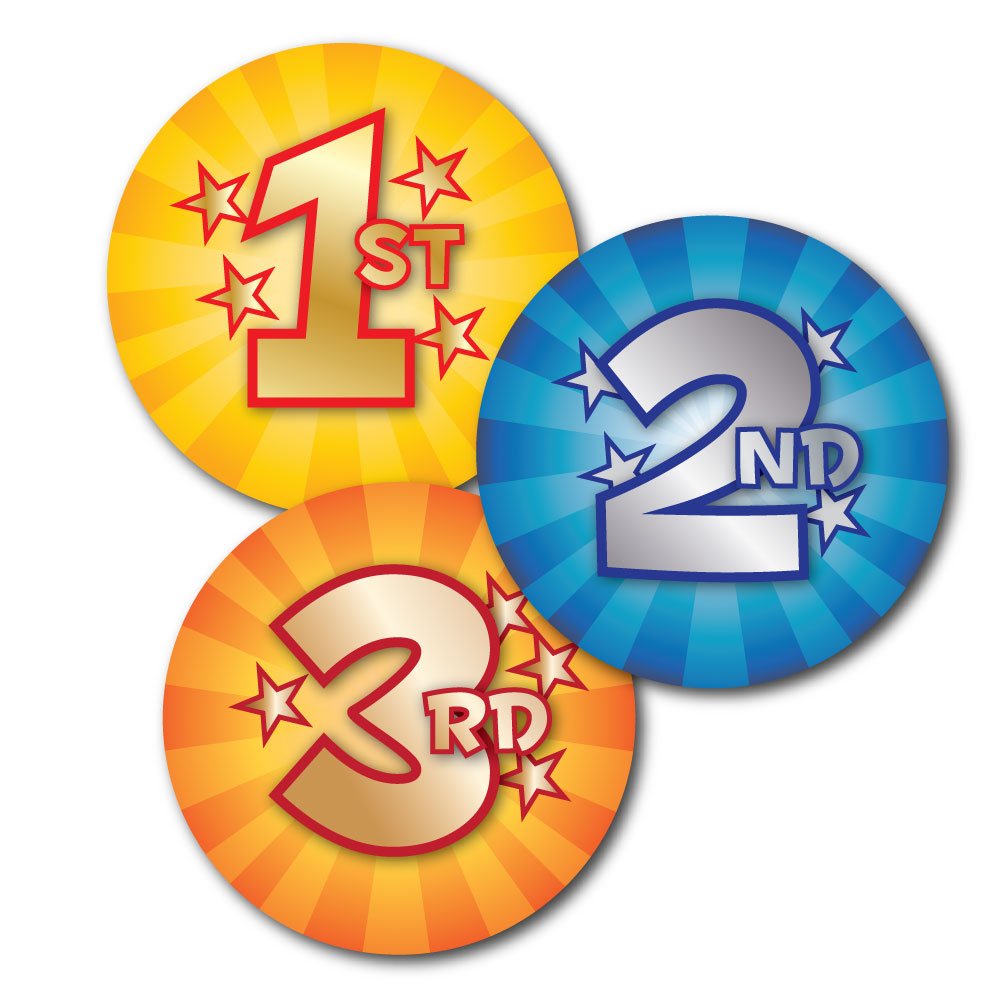 144 x 1st, 2nd, 3rd - 30mm Children Reward Stickers - For School ...
