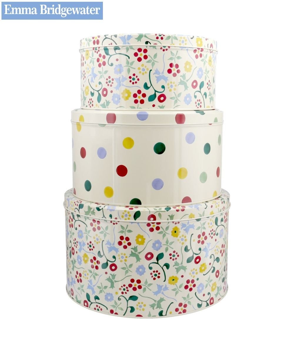 Emma Bridgewater Spring Floral & Polka Dot Design Round Cake Tins - Set ...