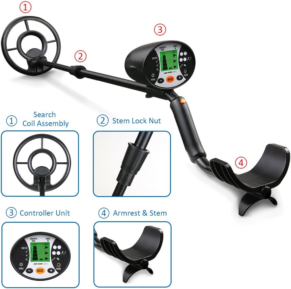 Meterk Metal Detector High Sensitivity High Performance Underground ...