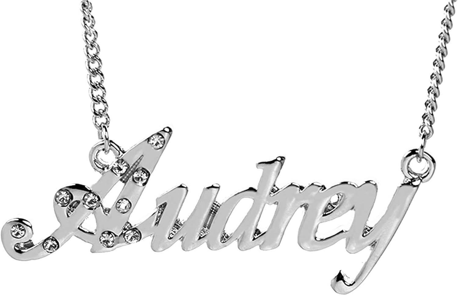 Amazon.com: Audrey Name Necklace 18K White Gold Plated Personalized ...